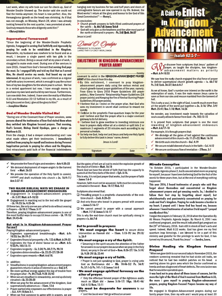 A Call To Enlist in Kingdom Advancement Prayer Army | PDF