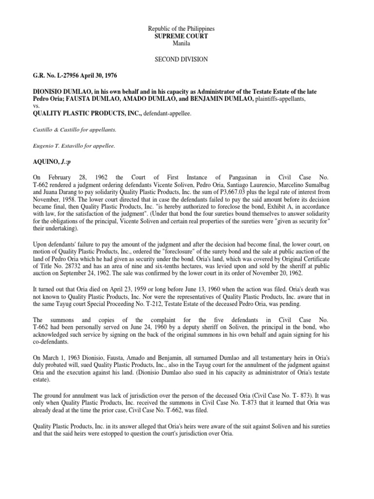 The Supreme Court Rules That a Judgment Against a Deceased Person Is ...