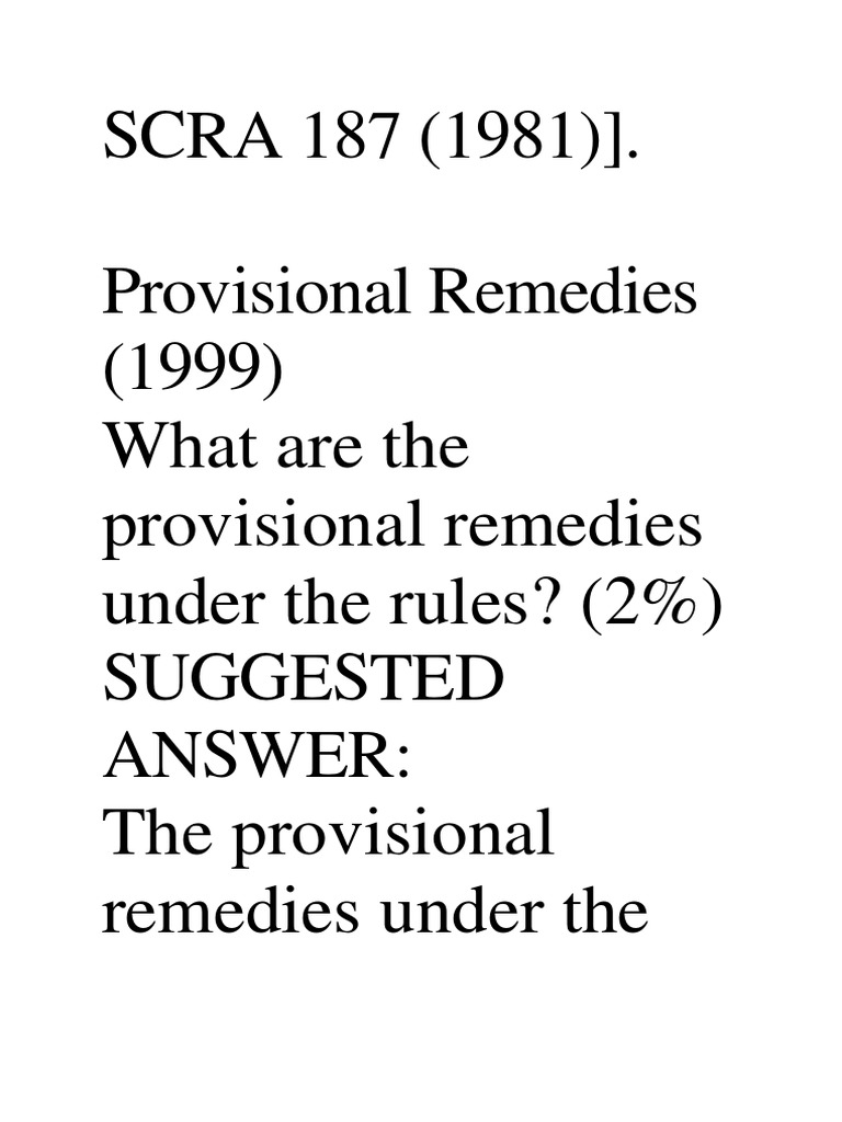 SCRA 187 (1981) ) - Provisional Remedies (1999) : What Are The ...