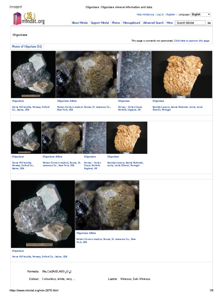 Oligoclase - Oligoclase Mineral Information and Data | PDF | Igneous ...