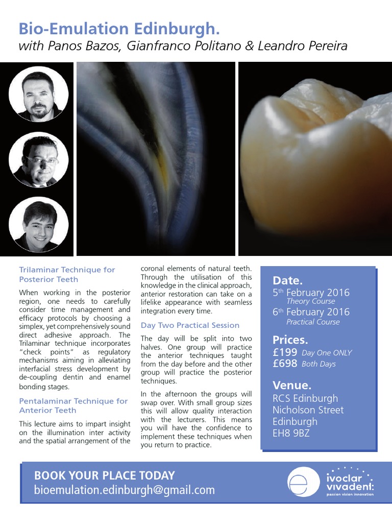 Bio Emulation Edinburgh Events | PDF | Tooth Enamel | Dental Composite