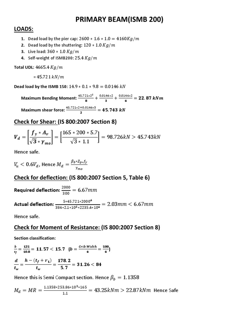 Pier Cap Staging Analysis - 1 | PDF | Bending | Beam (Structure)