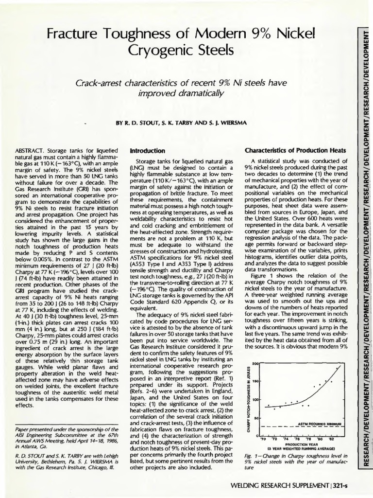 Crack Arrest Properties of 9% Ni Cryogenic Steel AWS Journal | PDF ...