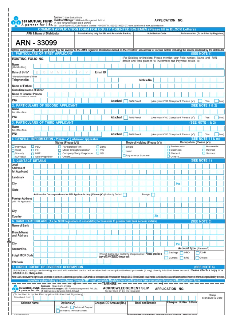 Sbi Comman Application Form | PDF | Cheque | Dividend