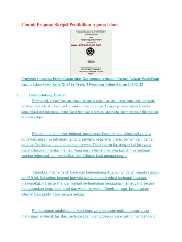 Contoh Proposal Skripsi Pendidikan Agama Islam | PDF