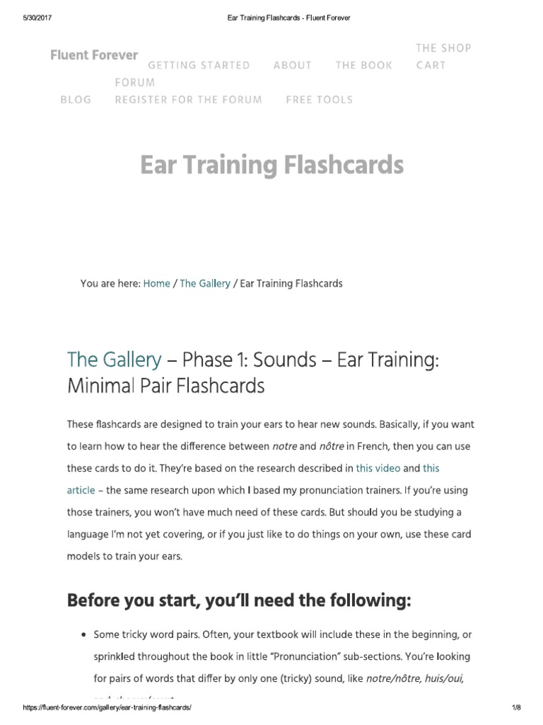 Ear Training Flashcards - Fluent Forever | PDF