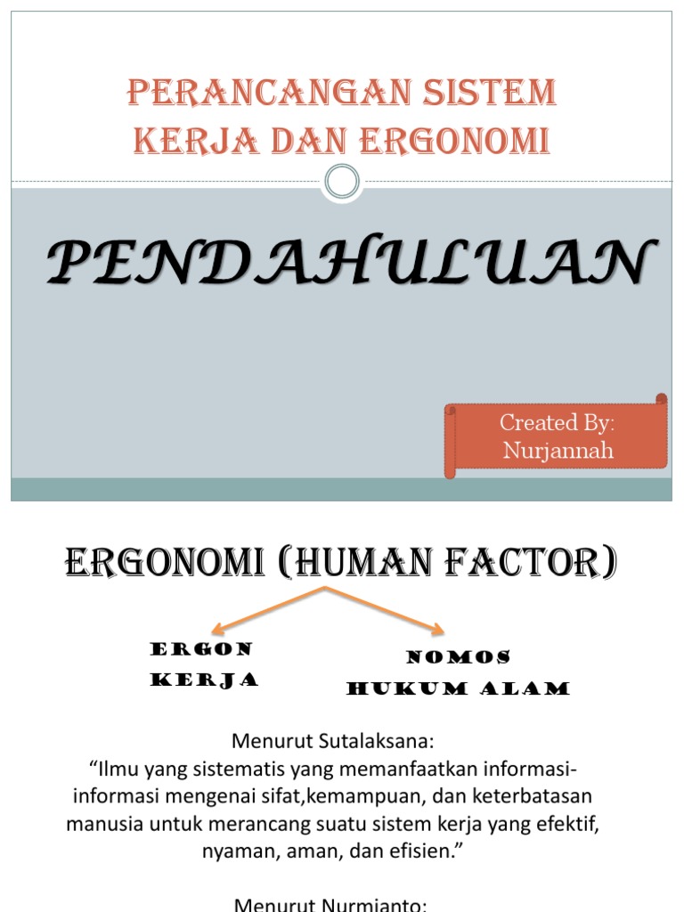 Perancangan Sistem Kerja Ergonomi | PDF