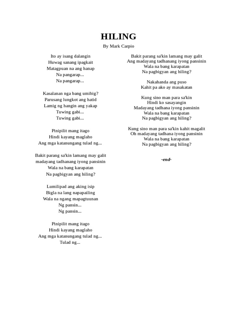 Hiling by Carpio | PDF