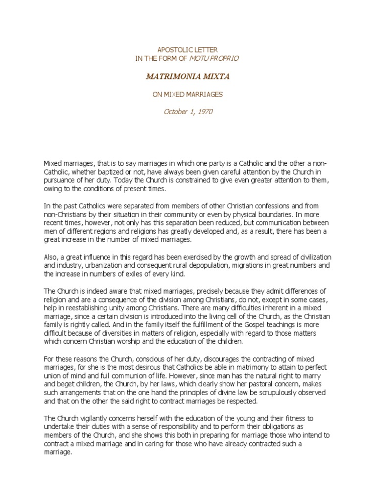 Apostolic Letter | Catholic Church | Marriage