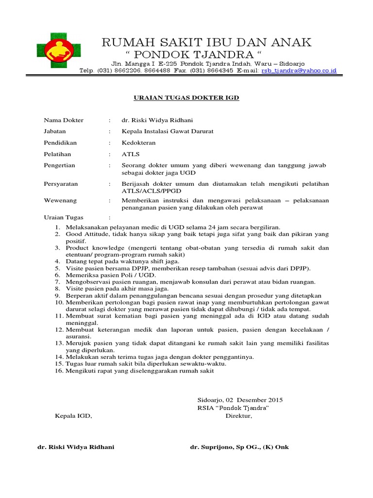 Uraian Tugas Dokter Umum - Perumperindo.co.id
