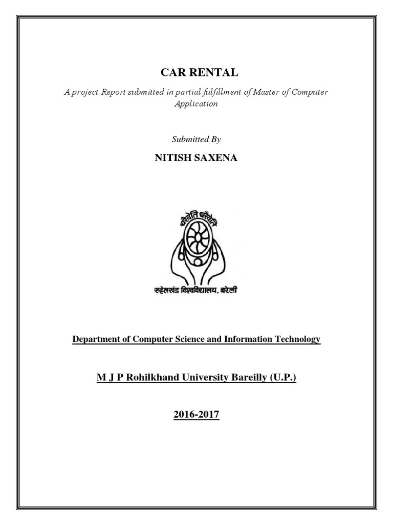 CAR RENTAL MANAGEMENT SYSTEM PROJECT REPORT | PDF | User (Computing) | Databases