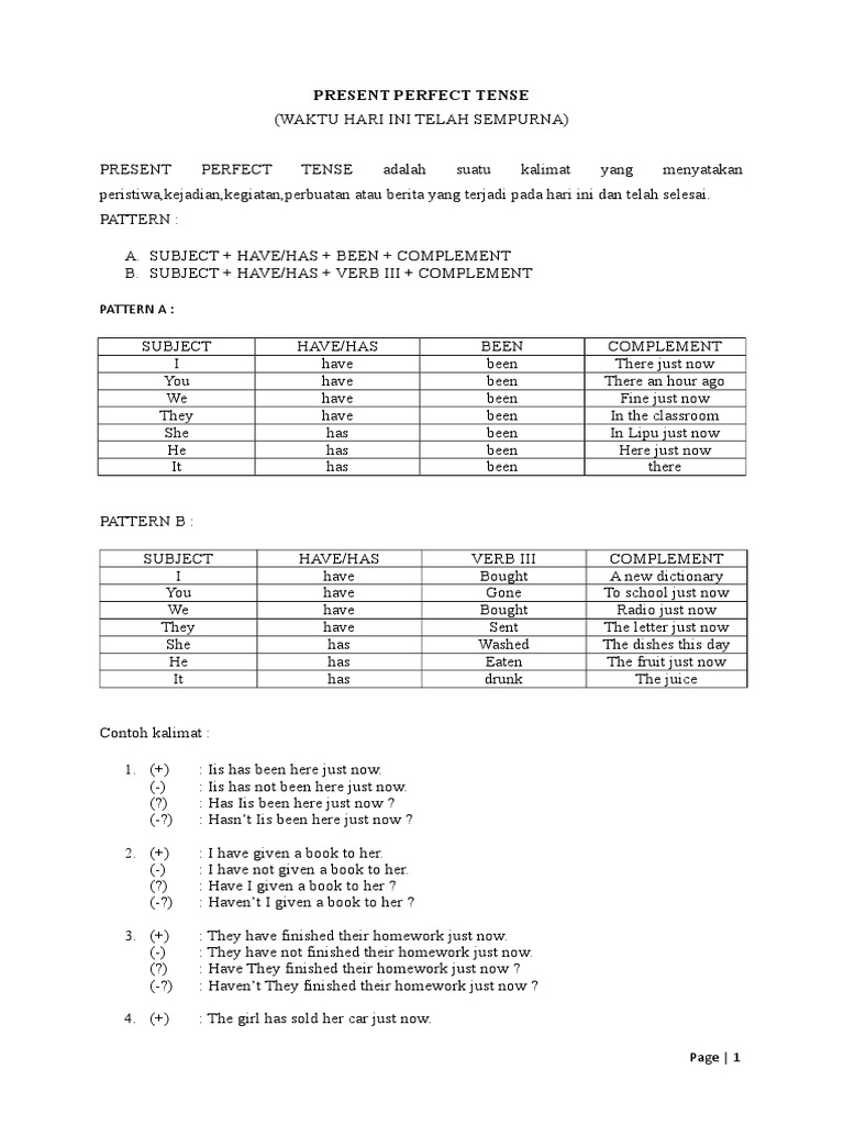 Understanding Present Perfect Tense | PDF
