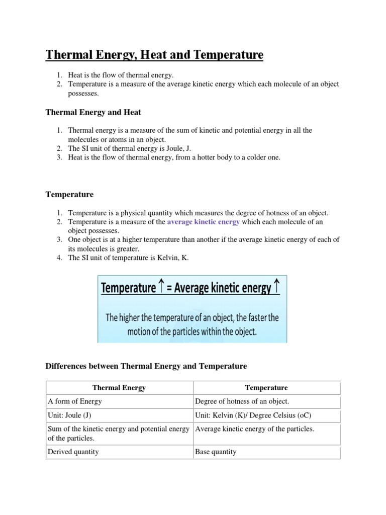 C4a Thermal Energy, Heat & Temperature | PDF | Temperature | Thermometer