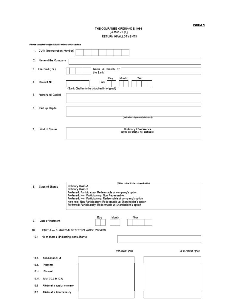 Return of Allotments Form 3 Guide | PDF | Signature | Option (Finance)