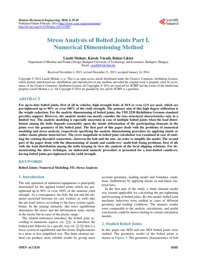 Stress Analysis Bolted Joint | PDF | Strength Of Materials ...