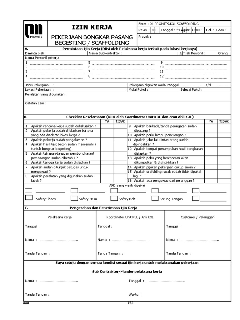 Izin Memulai Kerja (Permits To Work) | PDF