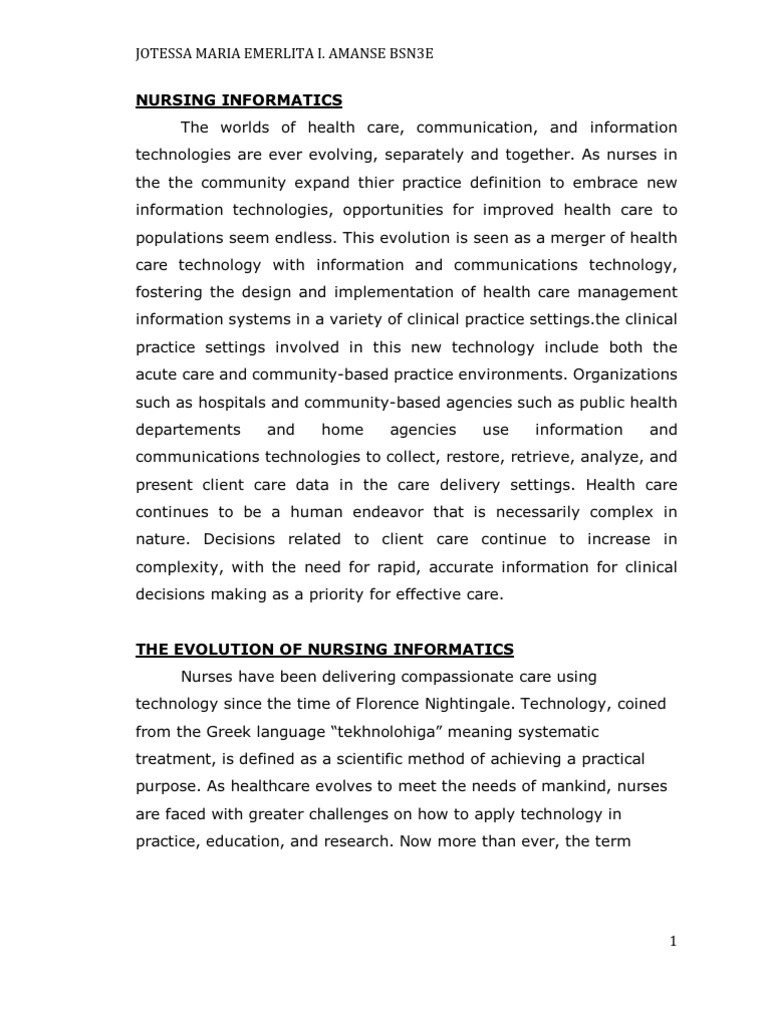 Nursing Informatics Download Free Pdf Health Informatics Computer