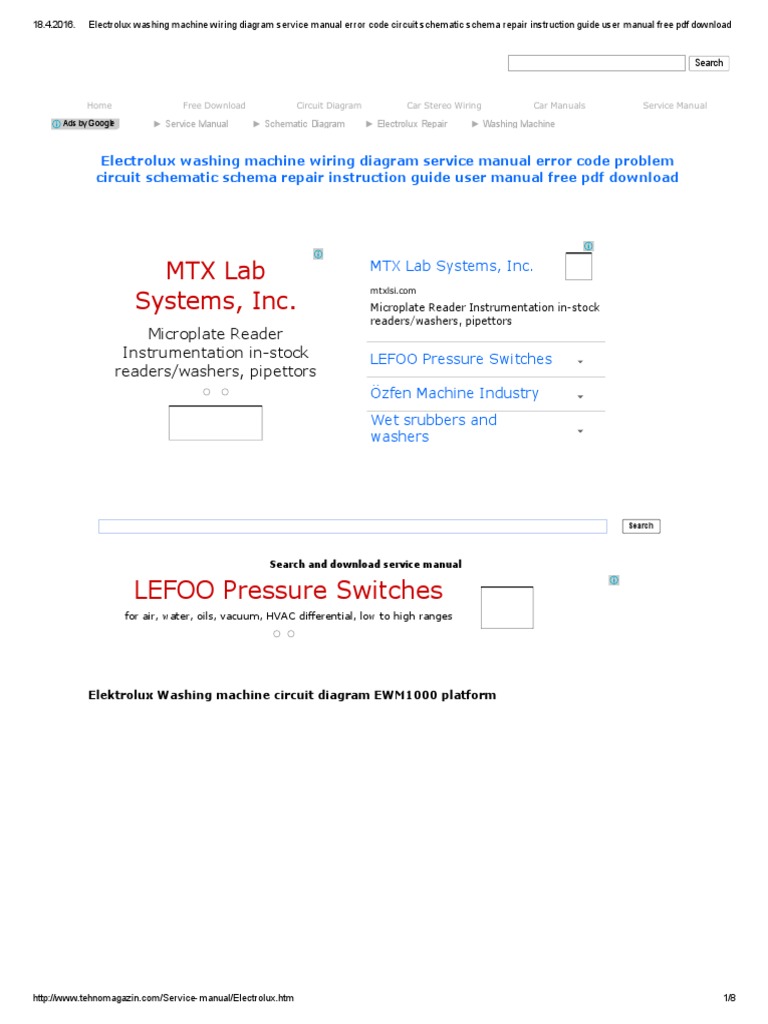 Electrolux W3400h Service Manual