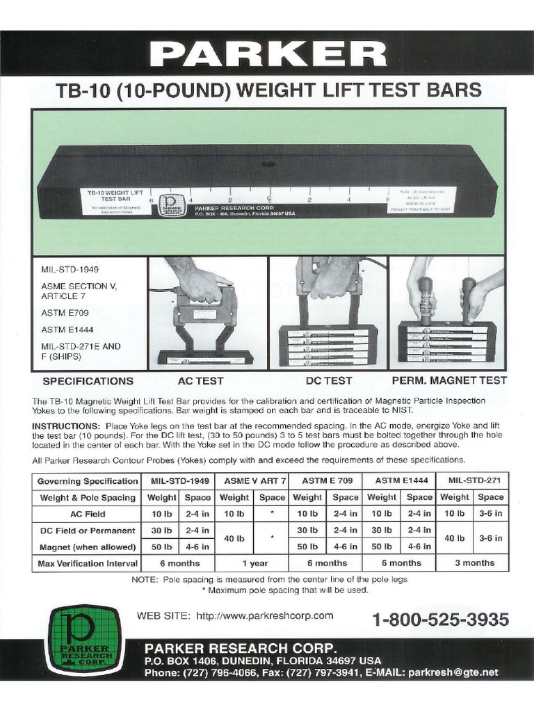 Yoke Calibration Test Bar Parker Research Corporation Mpi Magnetic ...
