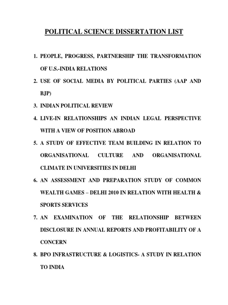 Political Science Dissertation Topics | PDF
