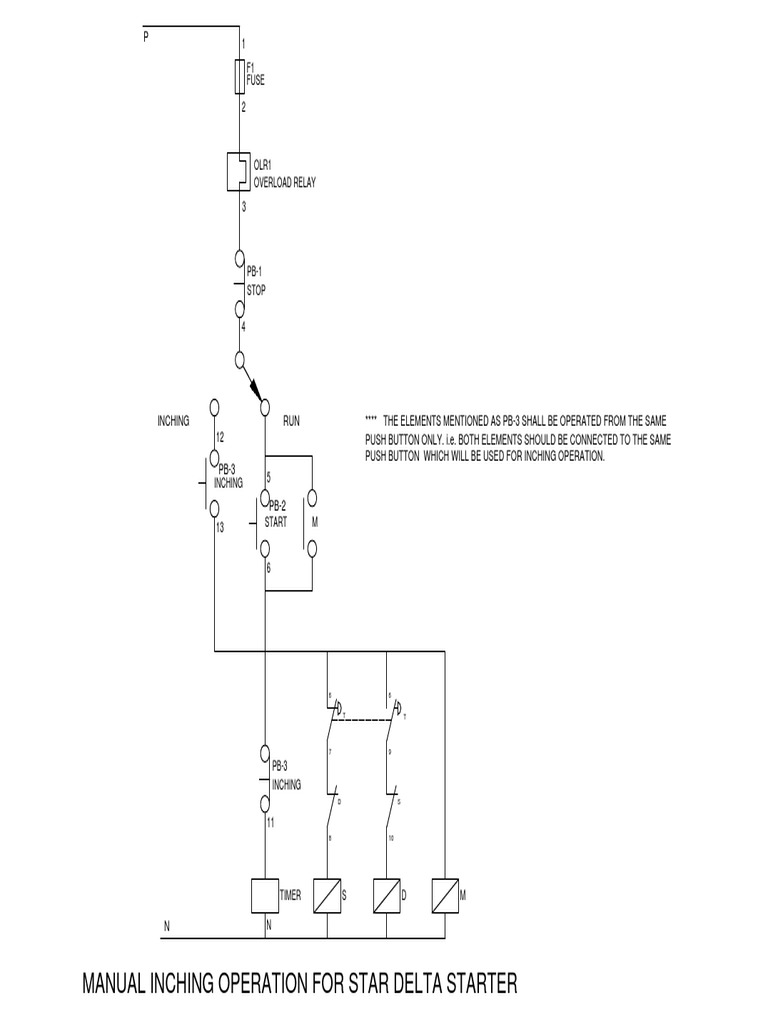 Manual Inching Operation For Star Delta Starter: 1 F1 Fuse | PDF