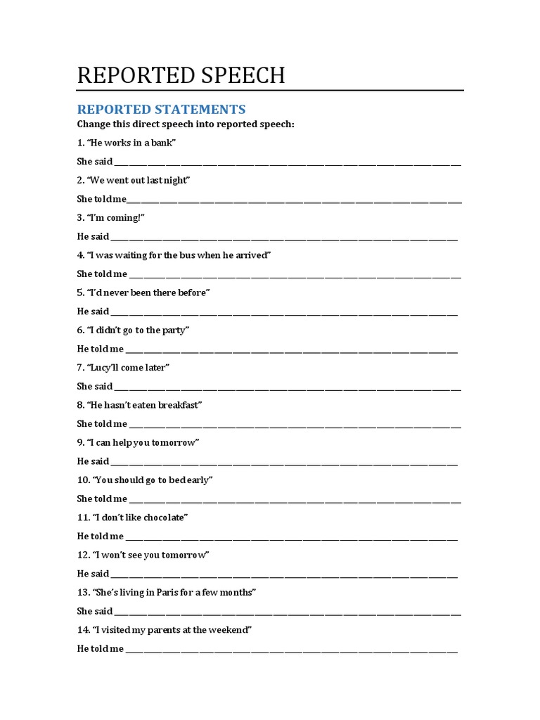 Reported Speech Guide | PDF