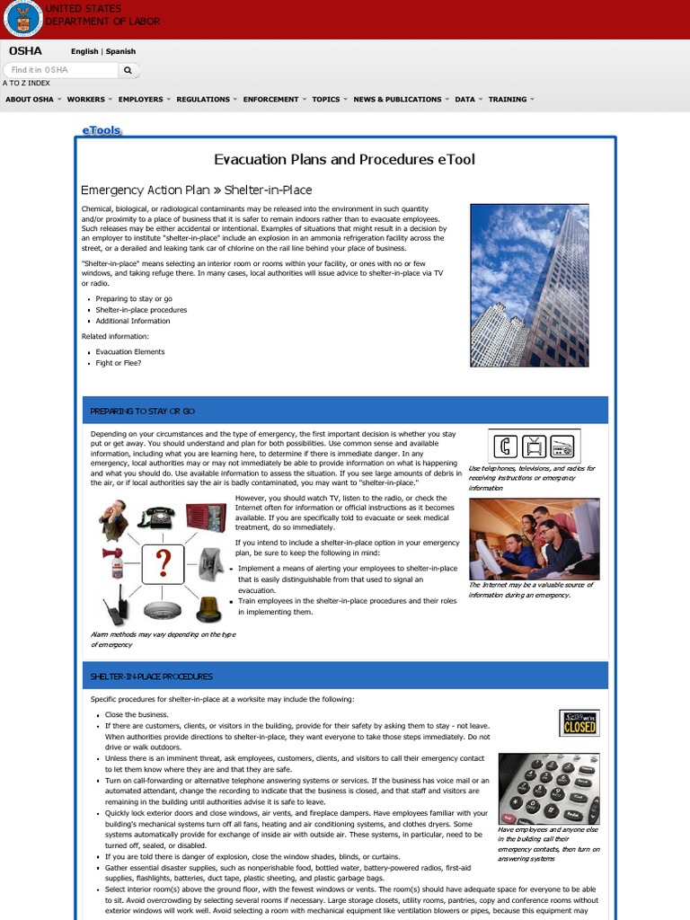 Evacuation Plans and Procedures ETool - Emergency Action Plan - Shelter ...