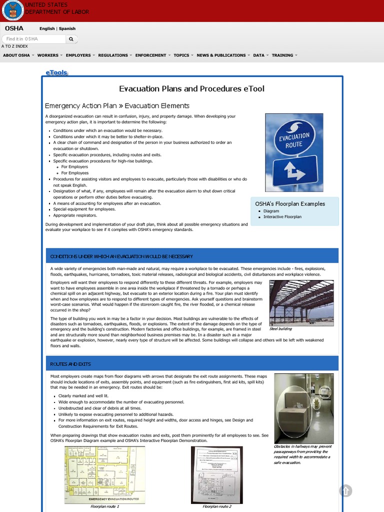 OSHA Evacuation Plans Guide | PDF | Occupational Safety And Health ...