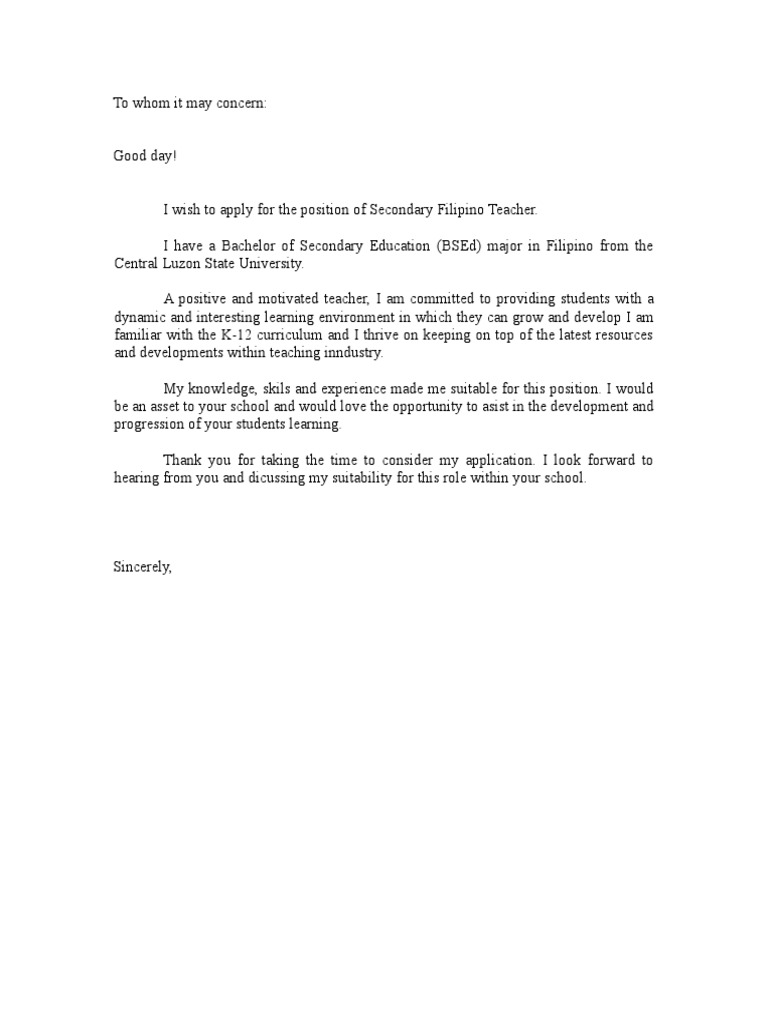 Sample Application Letter | PDF