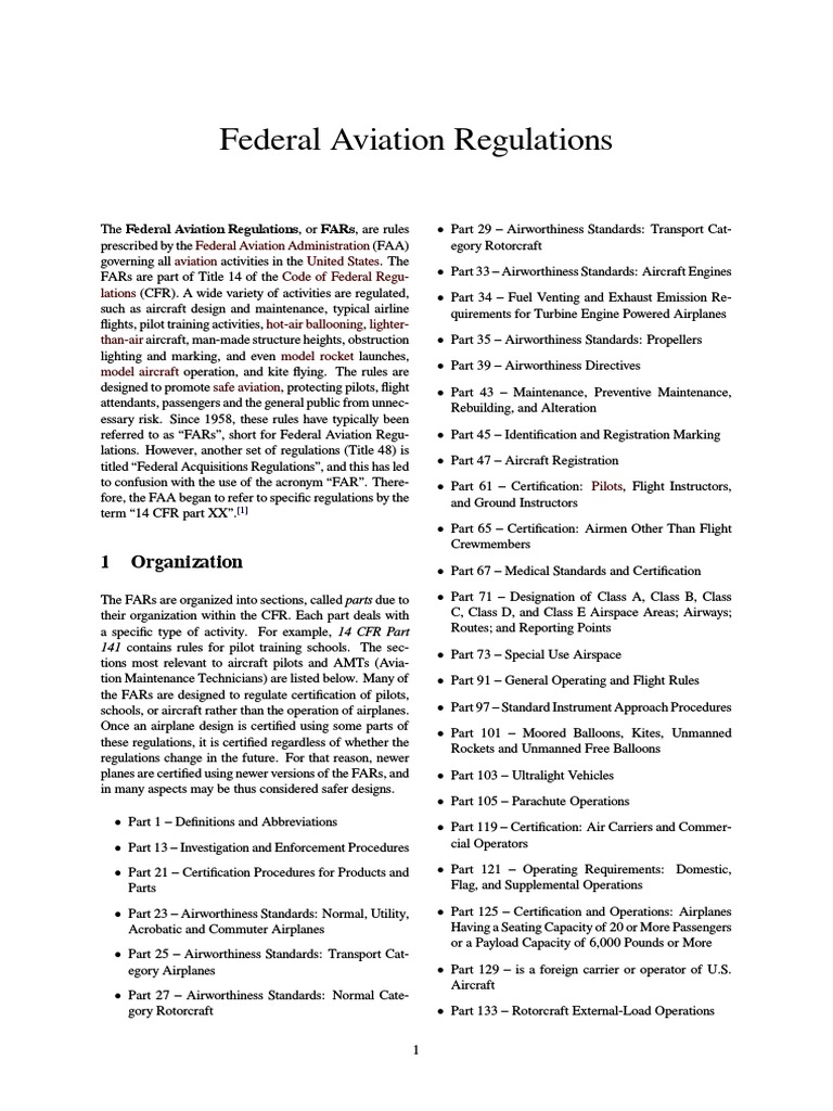 Federal Aviation Regulations - Wikipedia.pdf | Aviation | Aeronautics