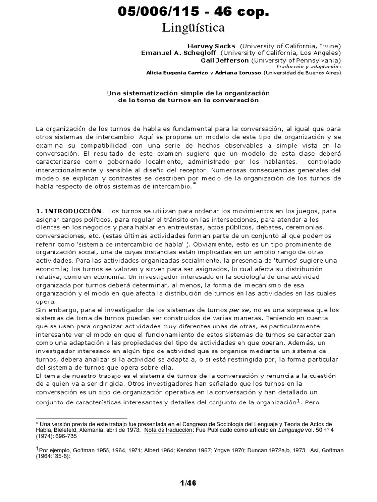 SACKS-SCHEGLOFF-JEFFERSON - Una Sistematización Simple de La ...