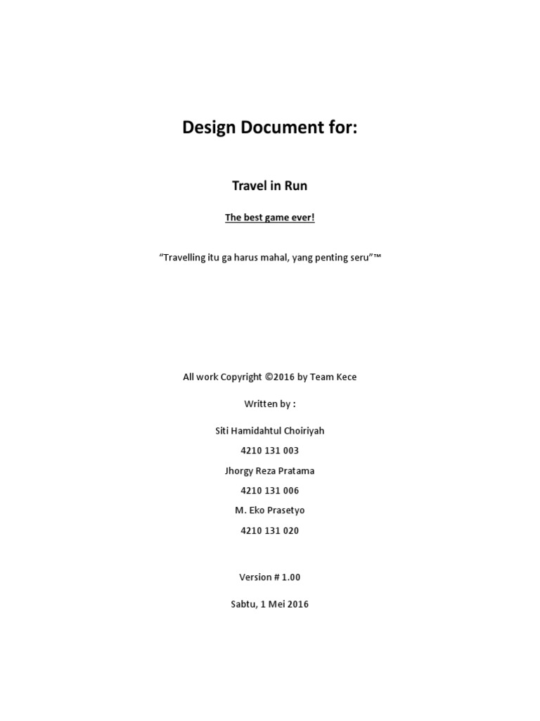 585 Game Design Document Template | PDF
