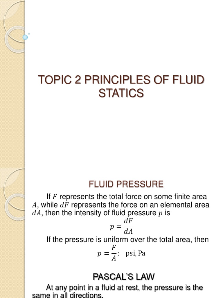 Principles of Fluid Statics Explained | PDF | Pressure Measurement ...