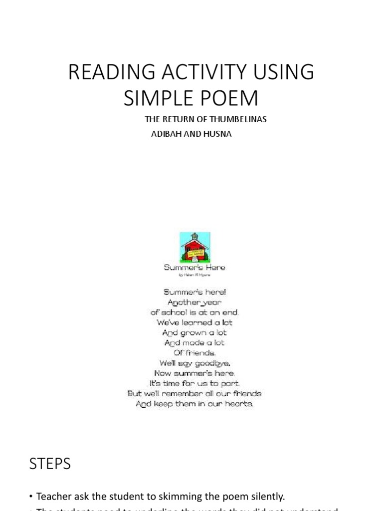 Reading Activity Using Simple Poem | PDF