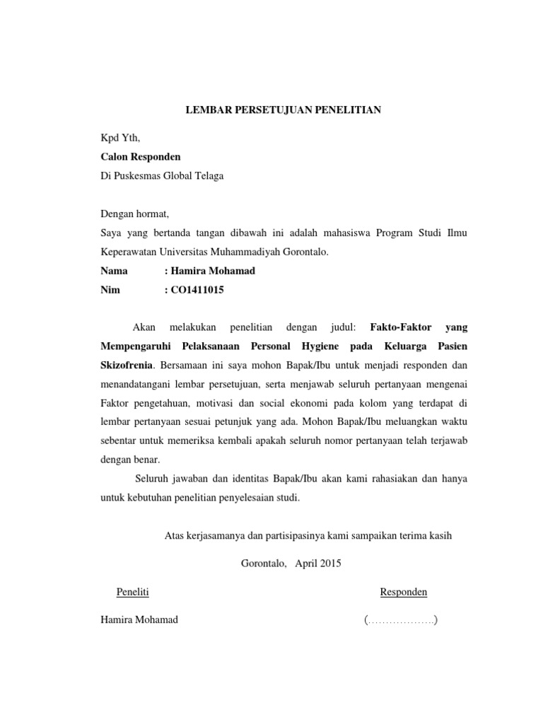 Lembar Persetujuan Penelitian | PDF