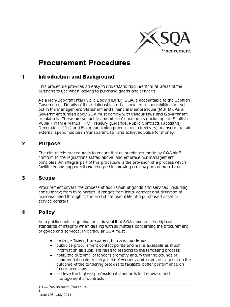 Procurement Procedures | Procurement | Supply Chain