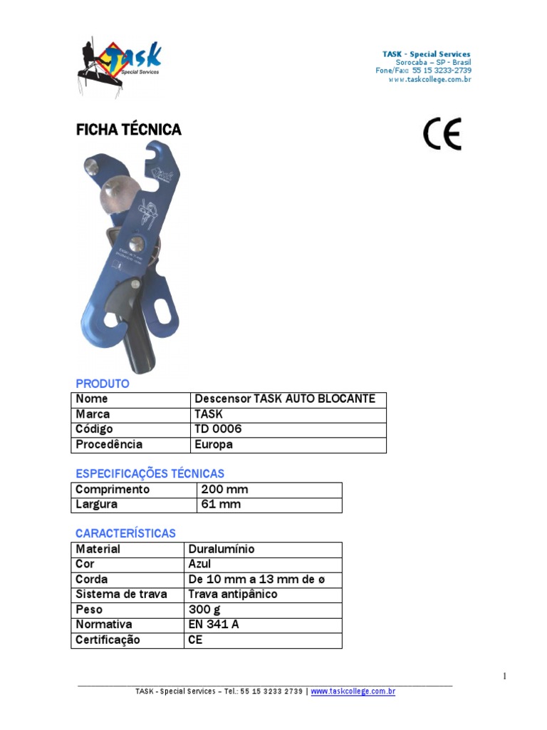 Descensor TASK para Resgate e Segurança | PDF | Natureza