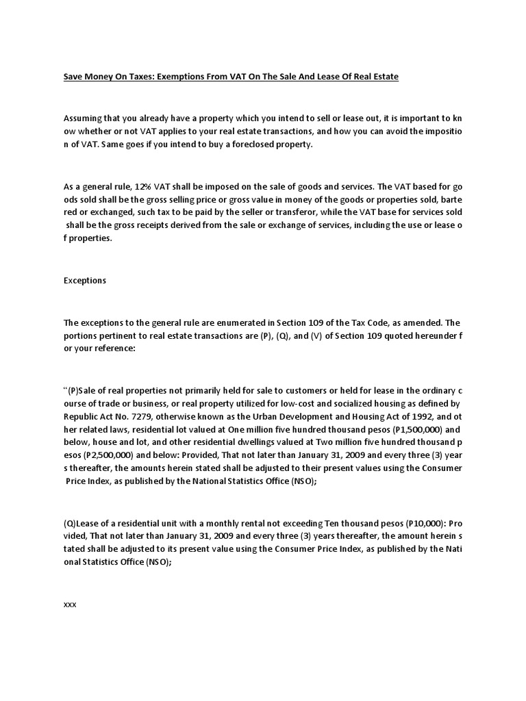 Evat Law Leased of Real Property | PDF | Value Added Tax | Lease