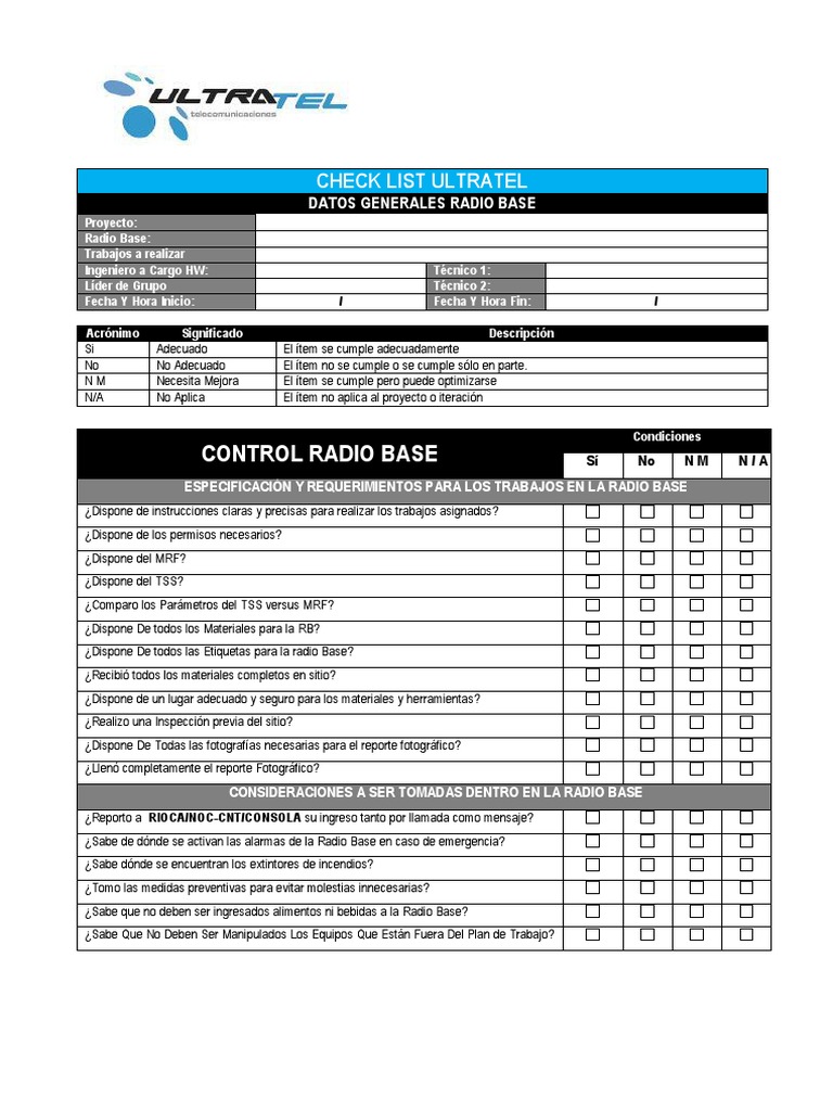 Check List Radio Base | PDF | Radio | Informática