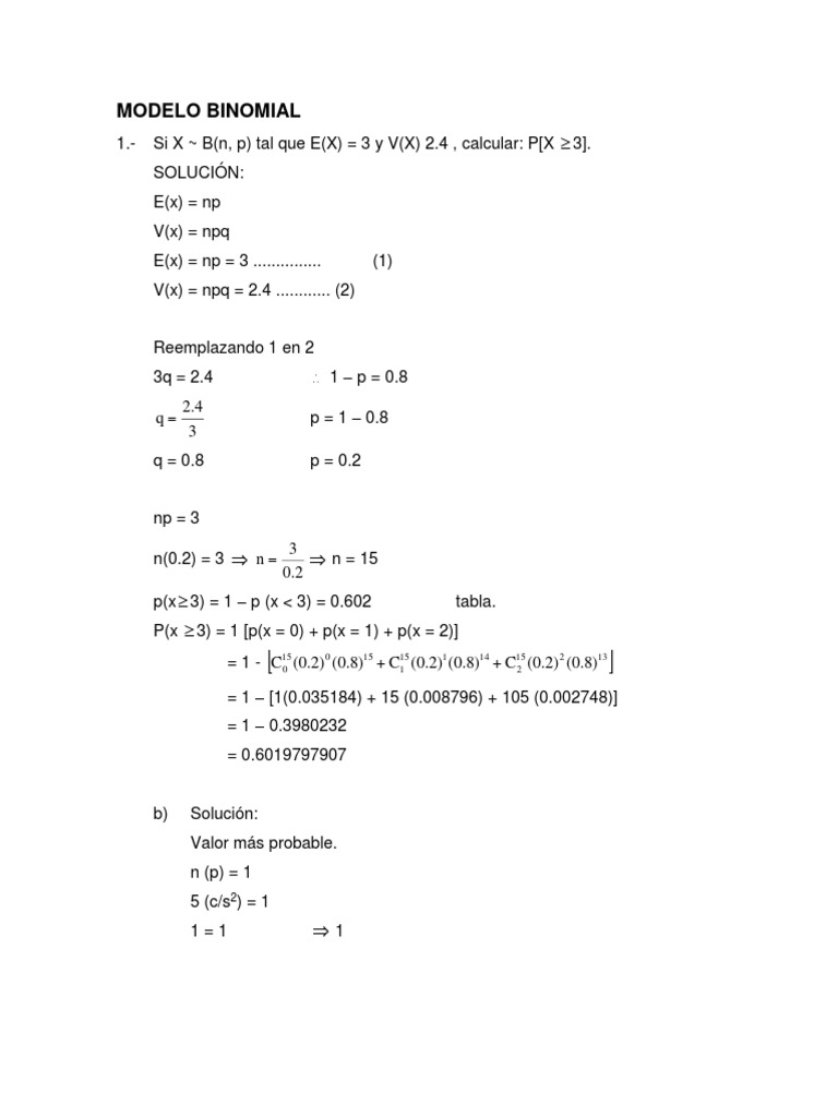 Modelo Binomial | PDF | Probabilidad | Modelado científico