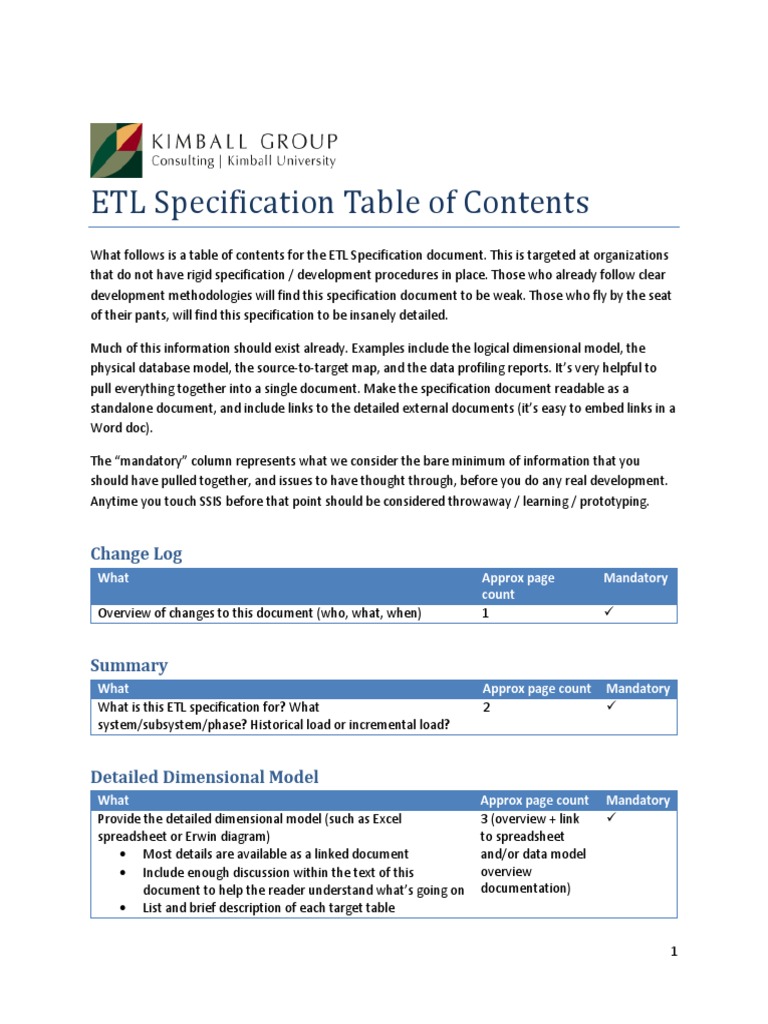 Ch07 ETL Specification ToC | PDF | Databases | Digital Technology