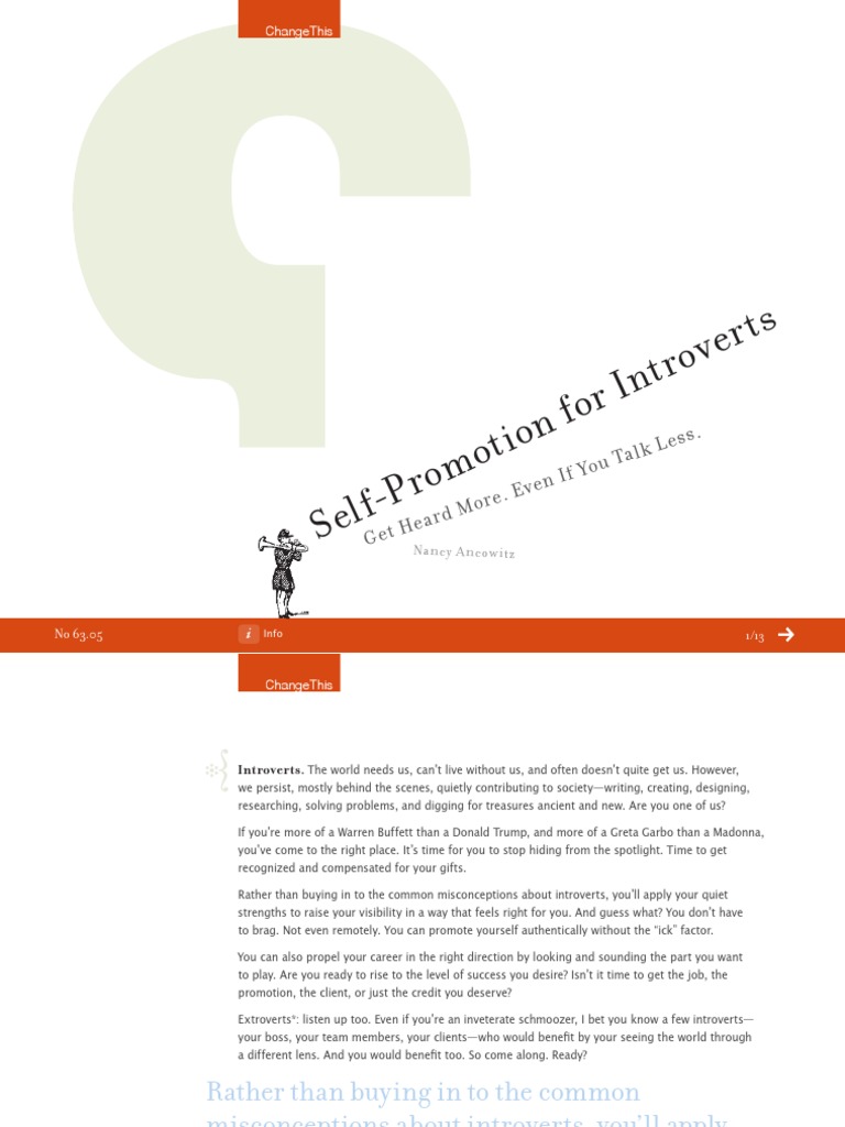 Self-Promotion For Introverts | PDF | Extraversion And Introversion | Communication
