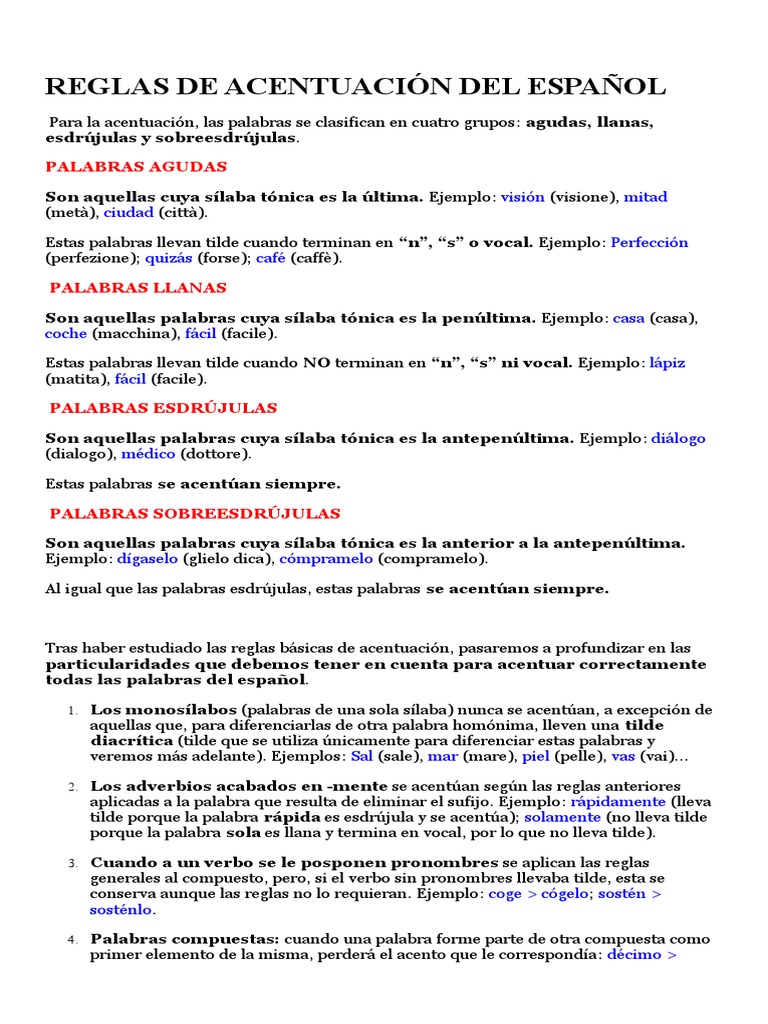 Reglas de Acentuación Del Español | PDF | Palabra | Adverbio