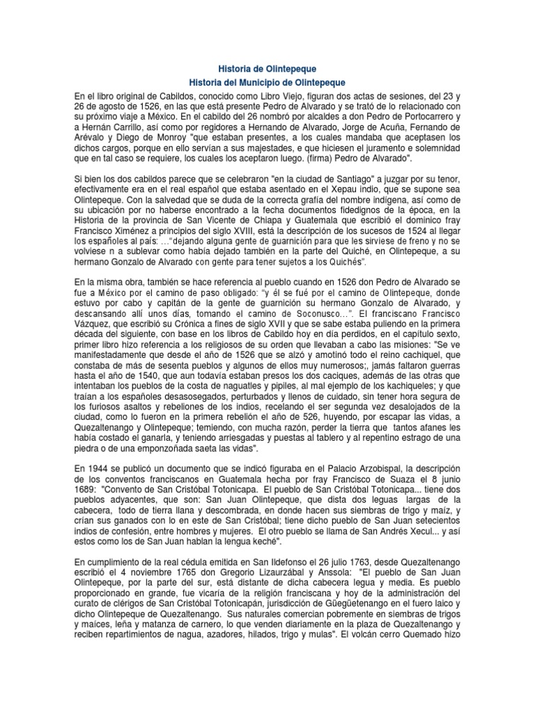 Historia de Olintepeque | PDF
