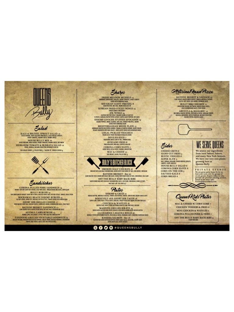 Queens Bully Dinner Menu | PDF