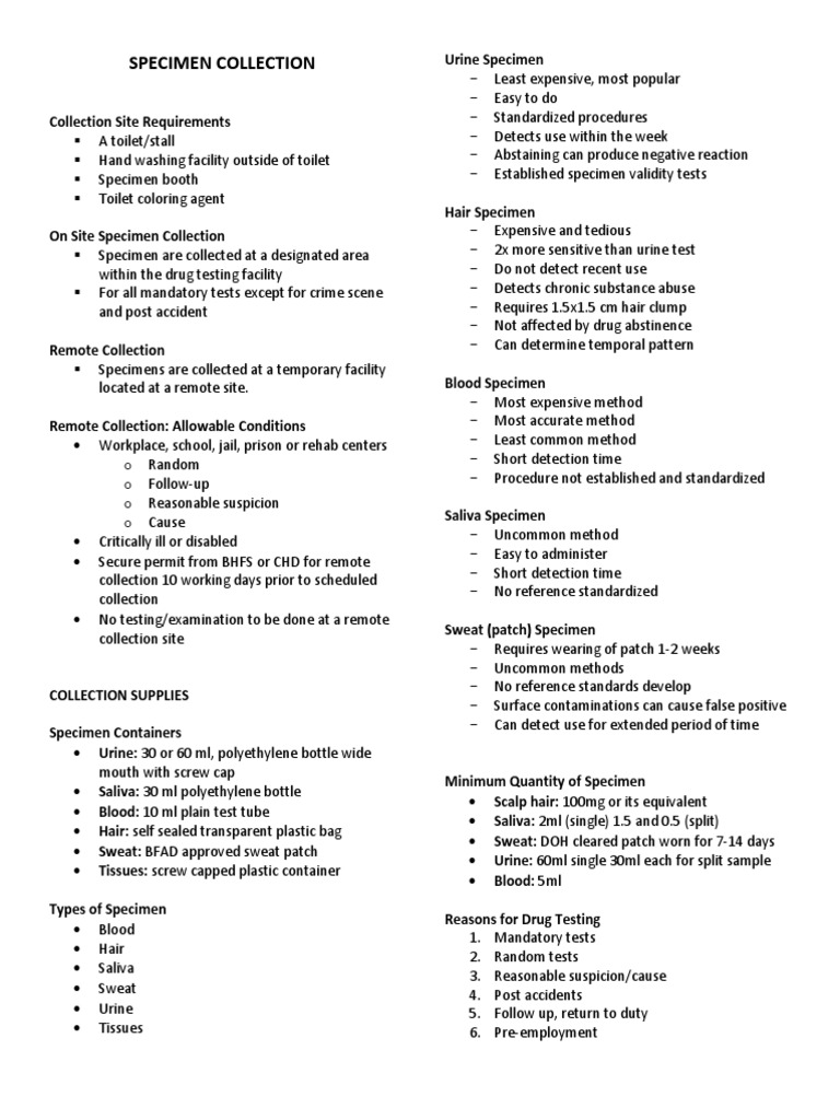 10 Specimen Collection | PDF | Drug Test | Wellness