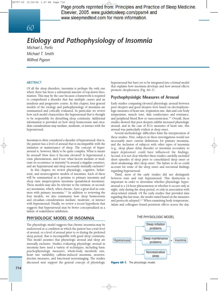 Pathophysiology of Insomnia Explained | PDF | Insomnia | Heart Rate