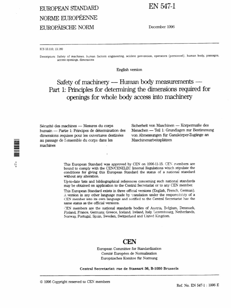 En 547-1 Principles For Determining Access Openings | PDF
