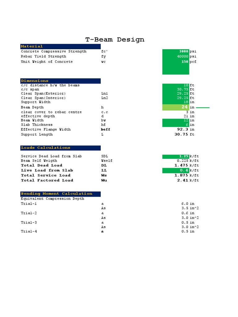 T Beam Design | PDF