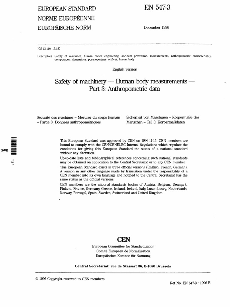 En 547-3 Anthropometric Data | PDF